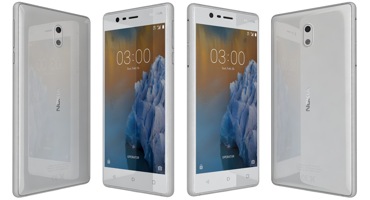 Nokia 3 silver white 3D model - TurboSquid 1152171
