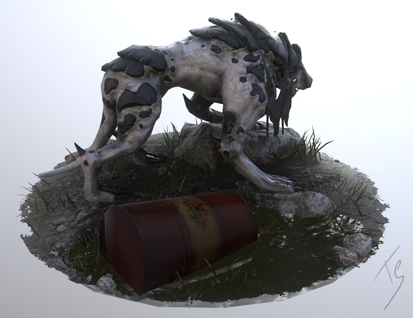 3d model of mutated monster dog animation