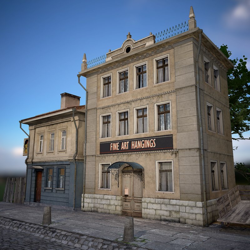 old street scene 3d model