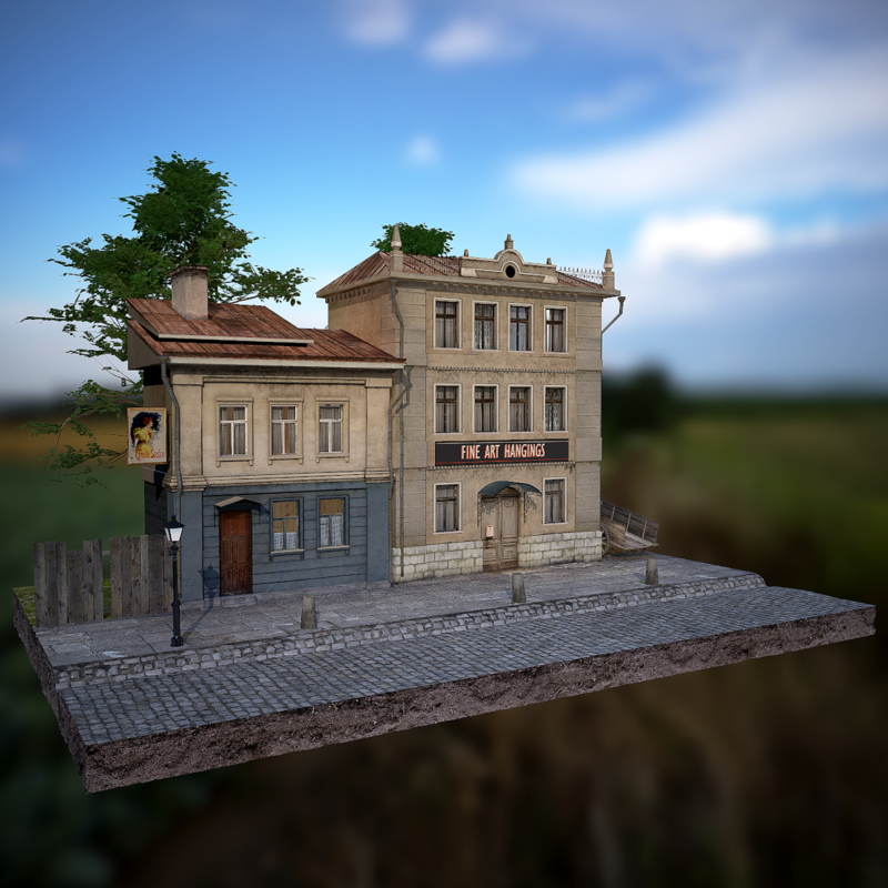 old street scene 3d model