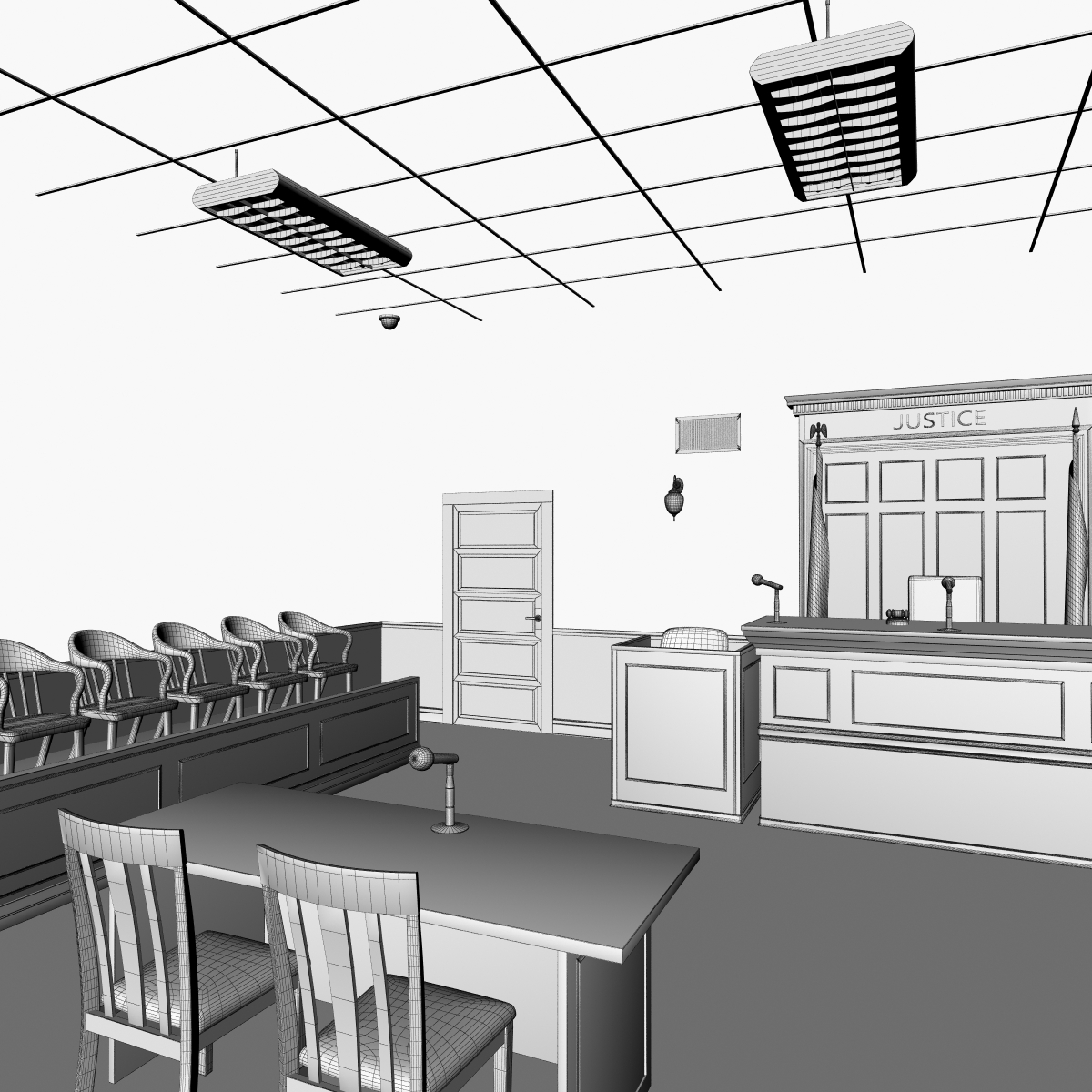 courtroom interior court 3d model