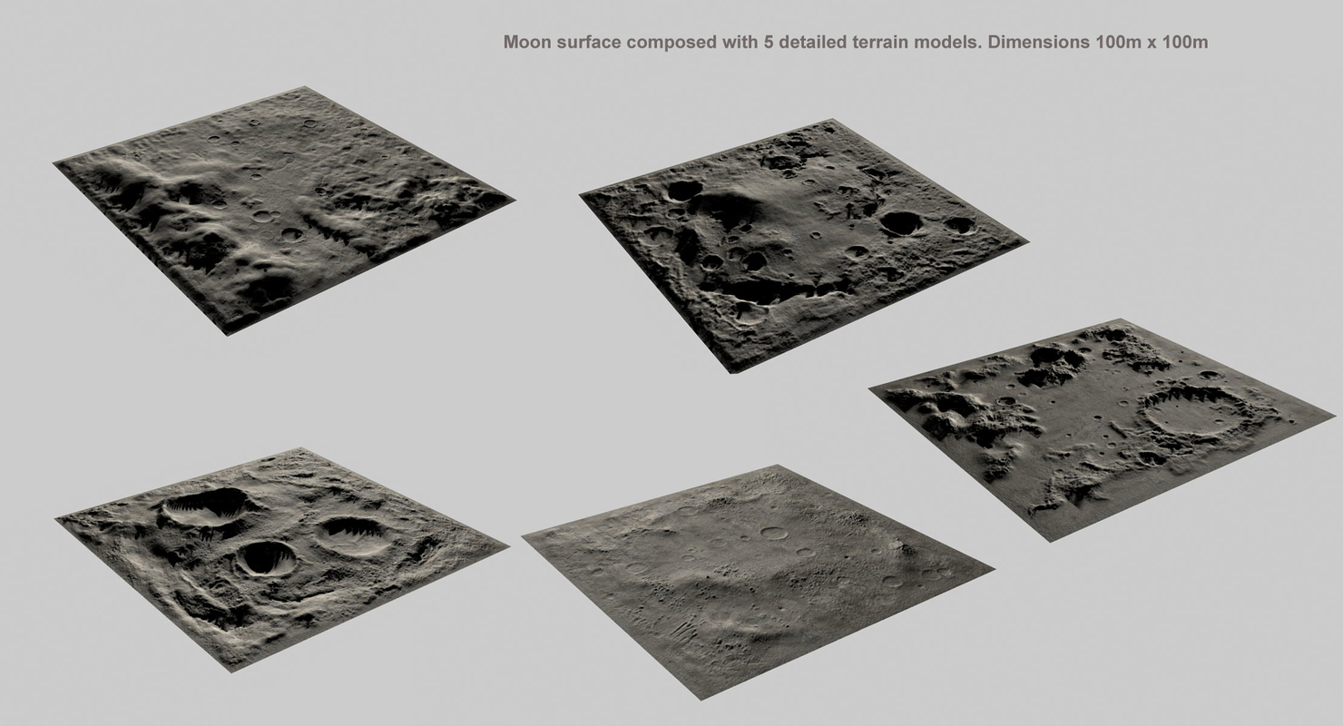 3d scene moon surface landscape model