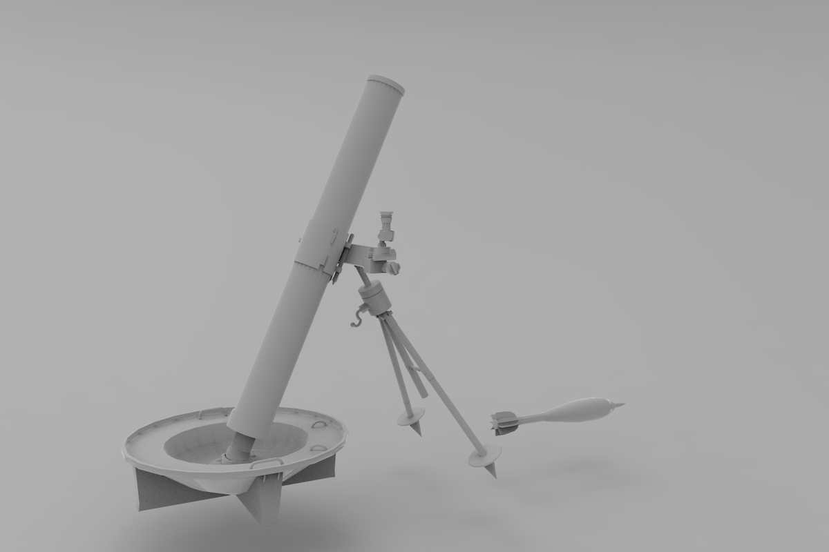 m-75 120mm mortar 3d model