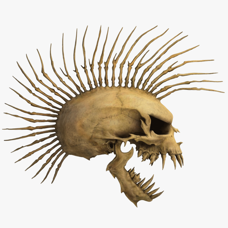 skull mohawk 3d c4d