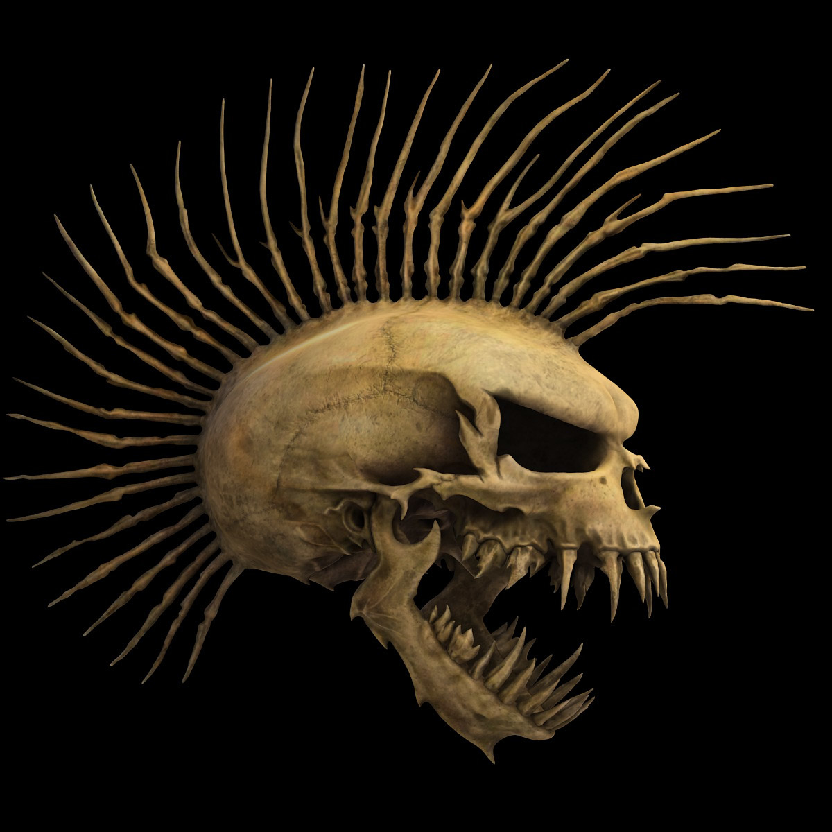 skull mohawk 3d c4d