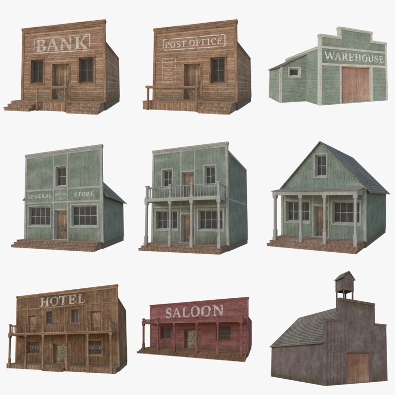 3D model western buildings 1 - TurboSquid 1171185