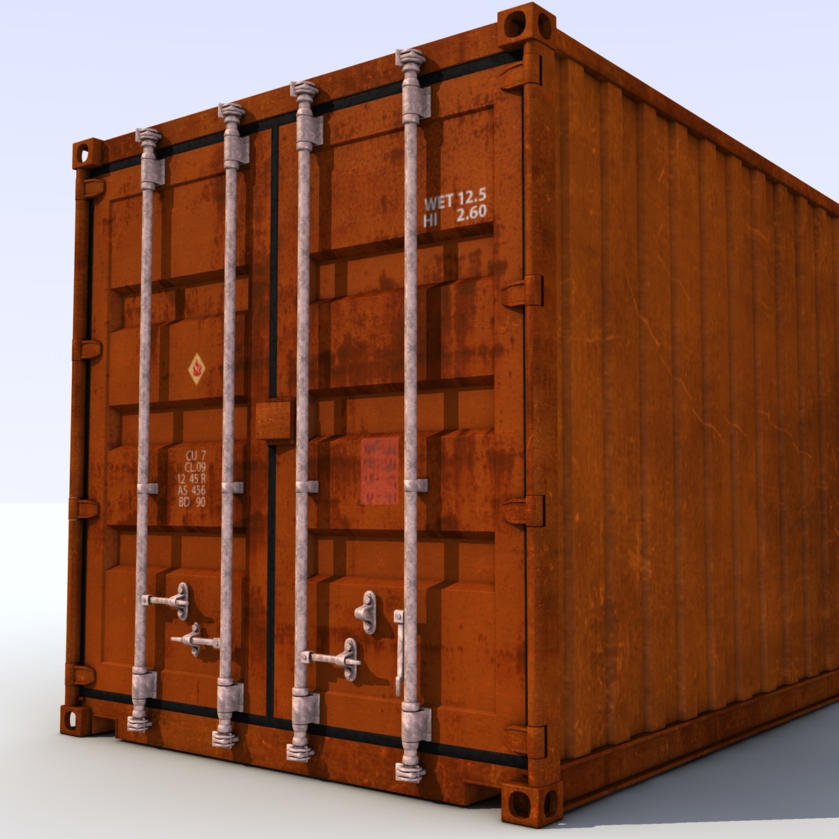 3d rusty cargo container model
