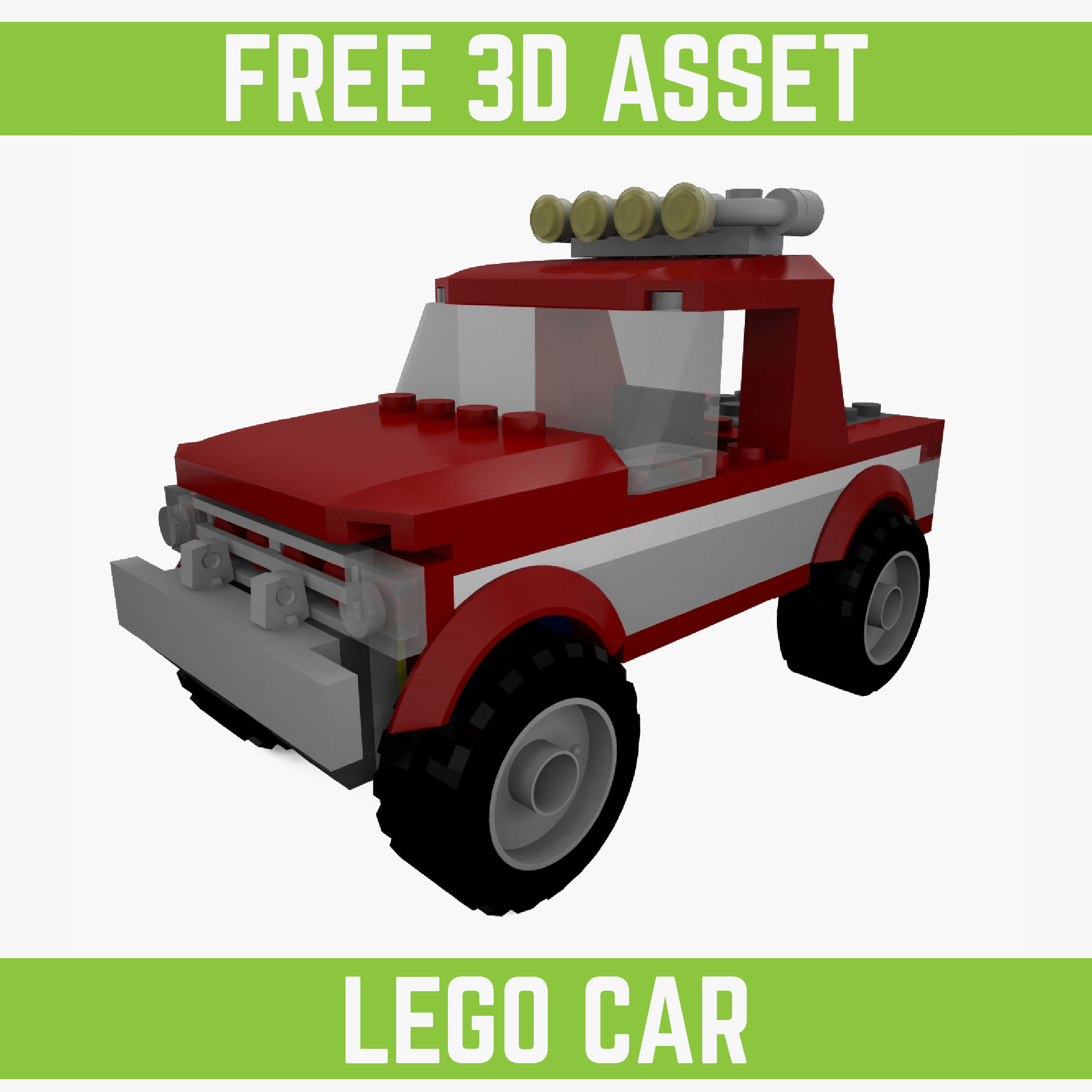 free lego car 3d model