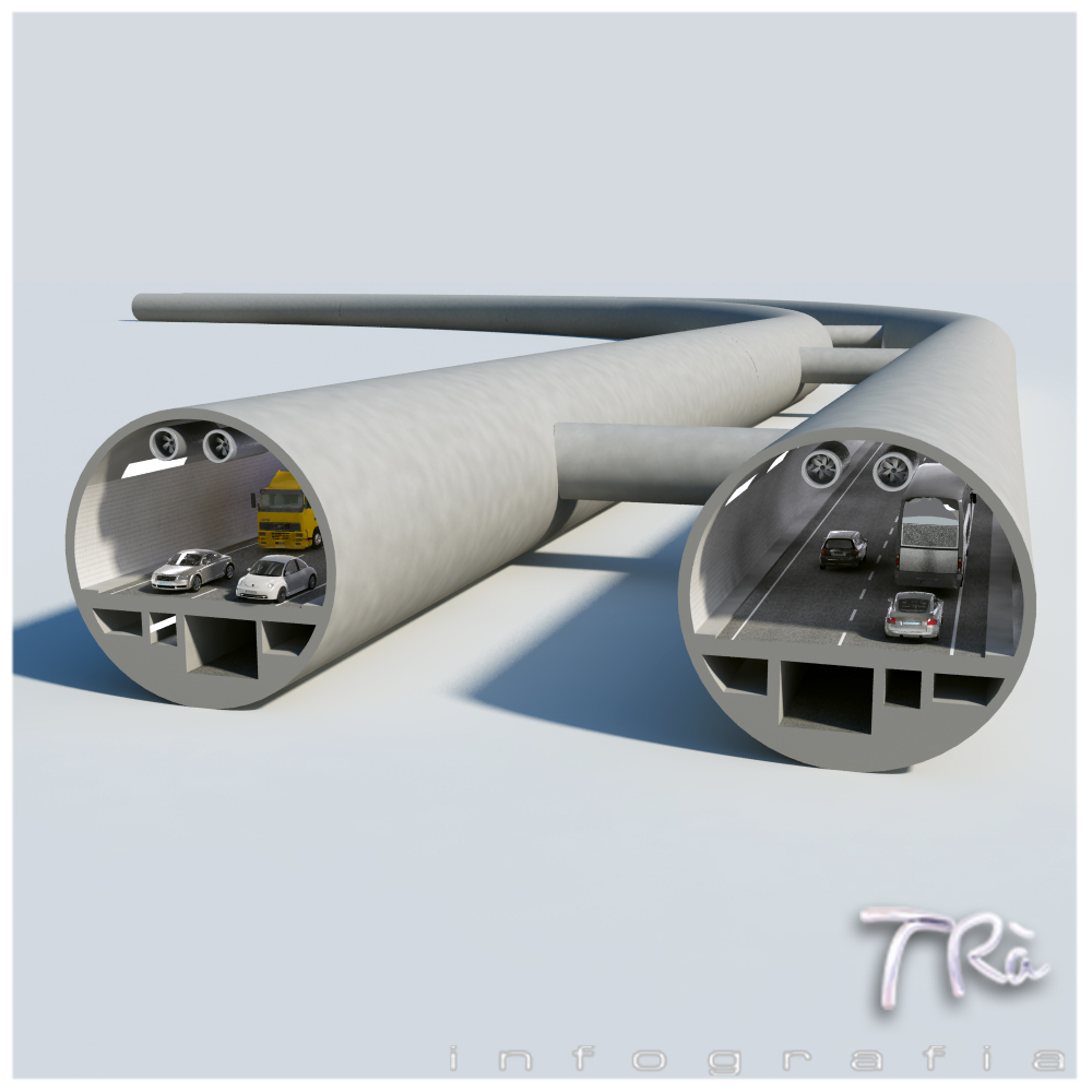 3d tunnel section model