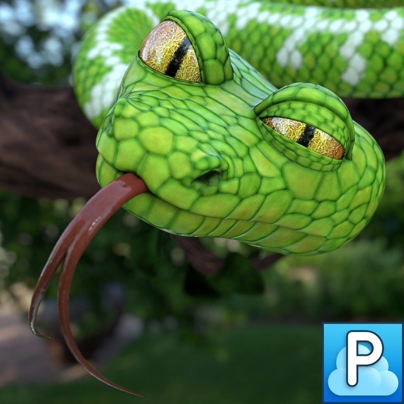 3d model cartoon emerald boa