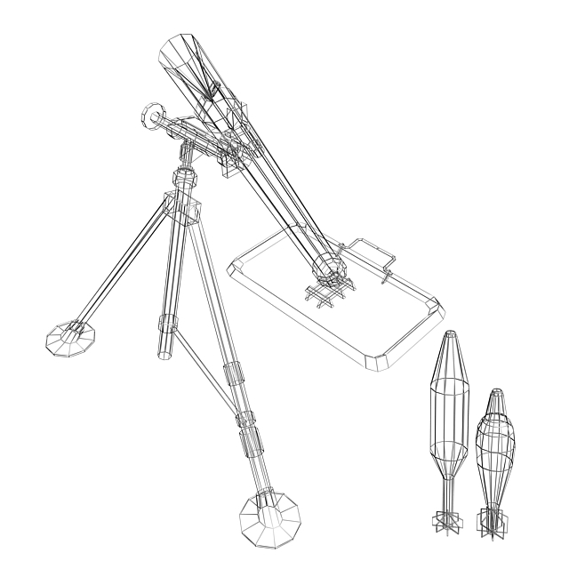 3d model war m1 81mm mortar