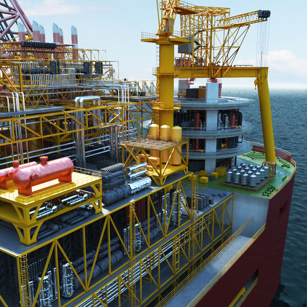3D модель Shell Prelude FLNG Плавающий сжиженный природный г ...