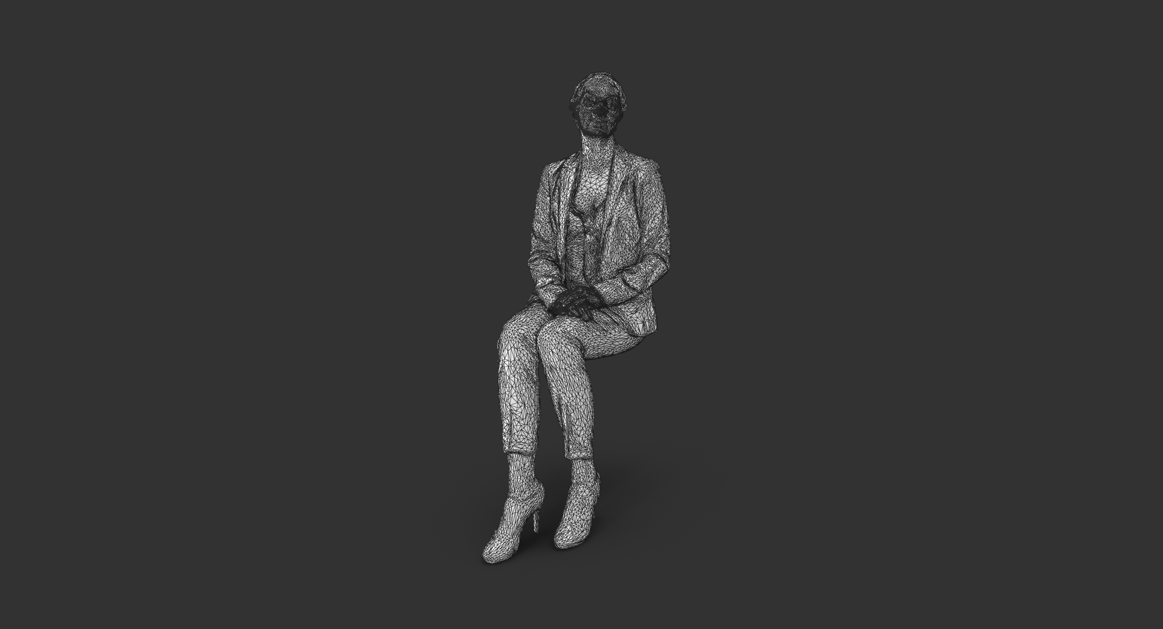 woman casual sitting 3d obj