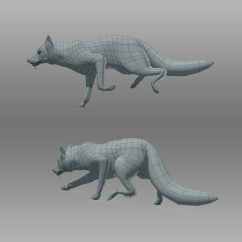 3d red fox animations