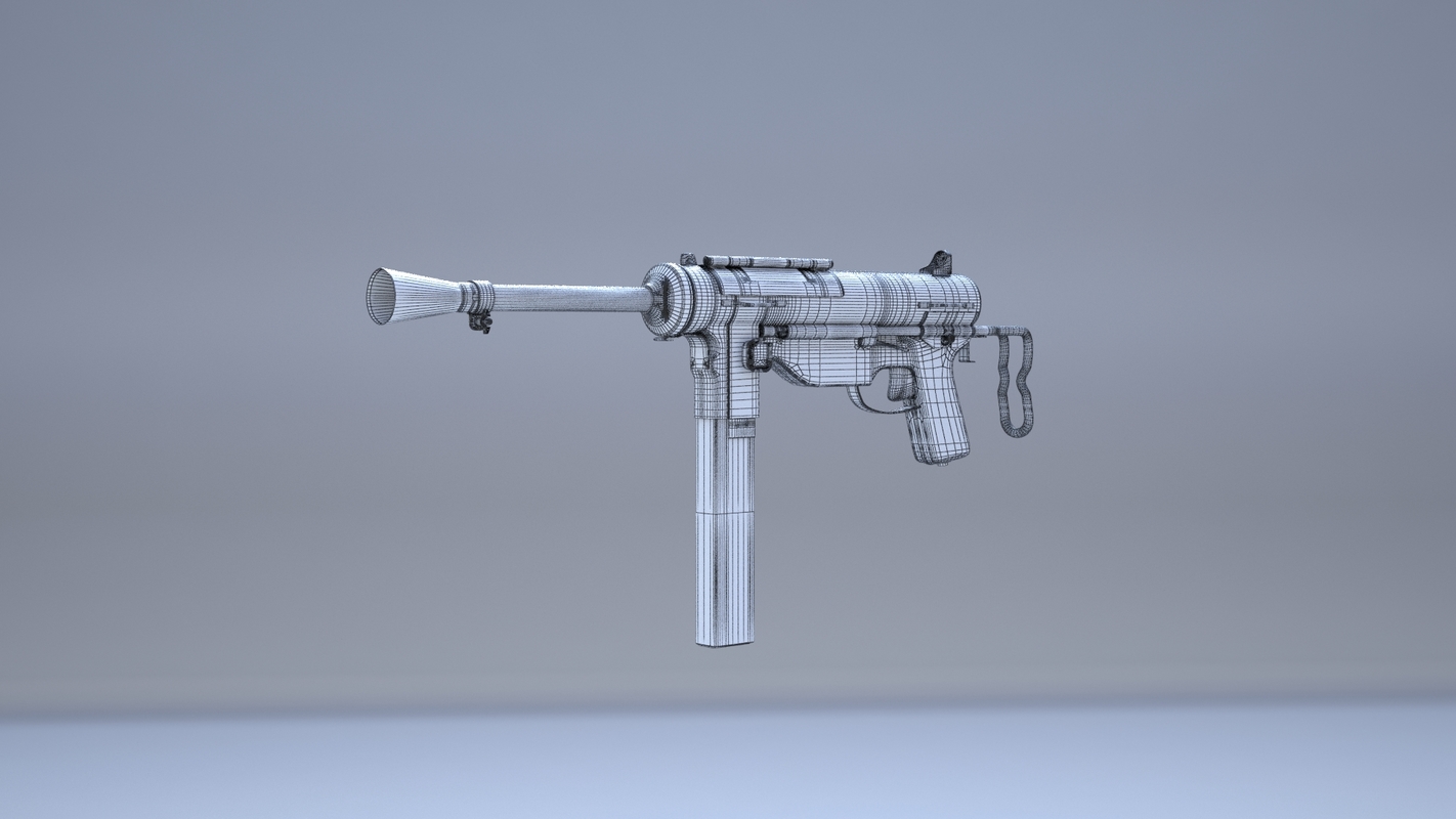 3D submachine m3a1 model - TurboSquid 1253774