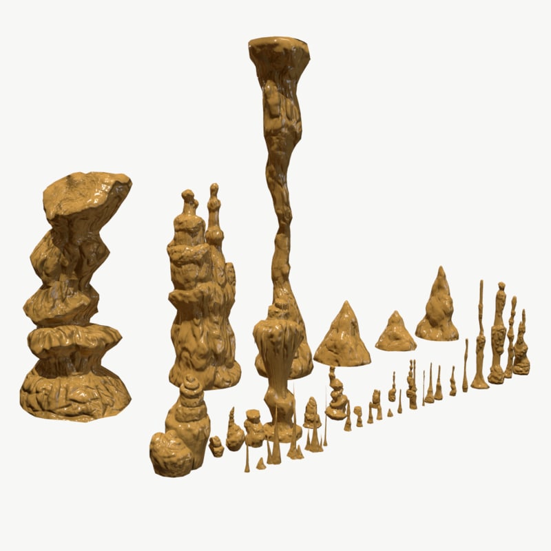 3d set stalagmites model