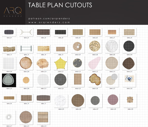 Texture PNG plan cutout table
