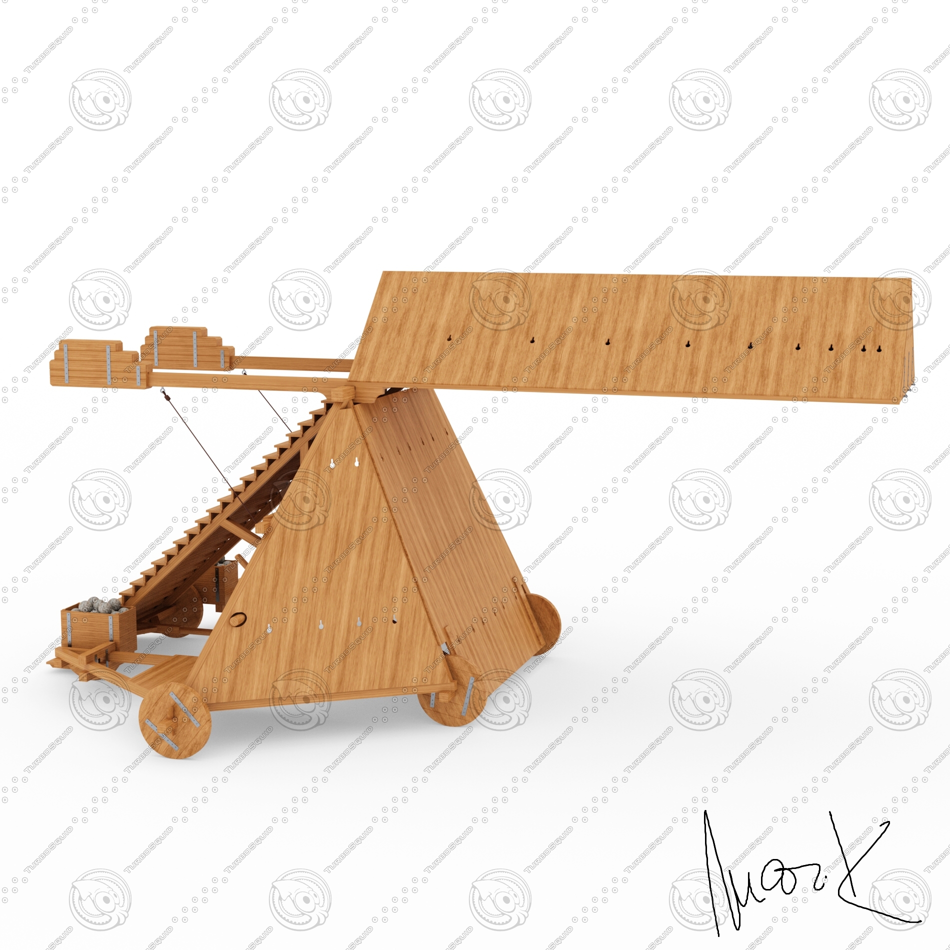 3d leonardo da siege machine model