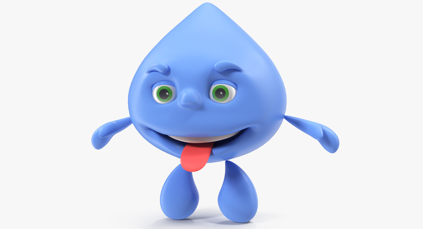 Water drop cartoon mascot 3D model - TurboSquid 1247890
