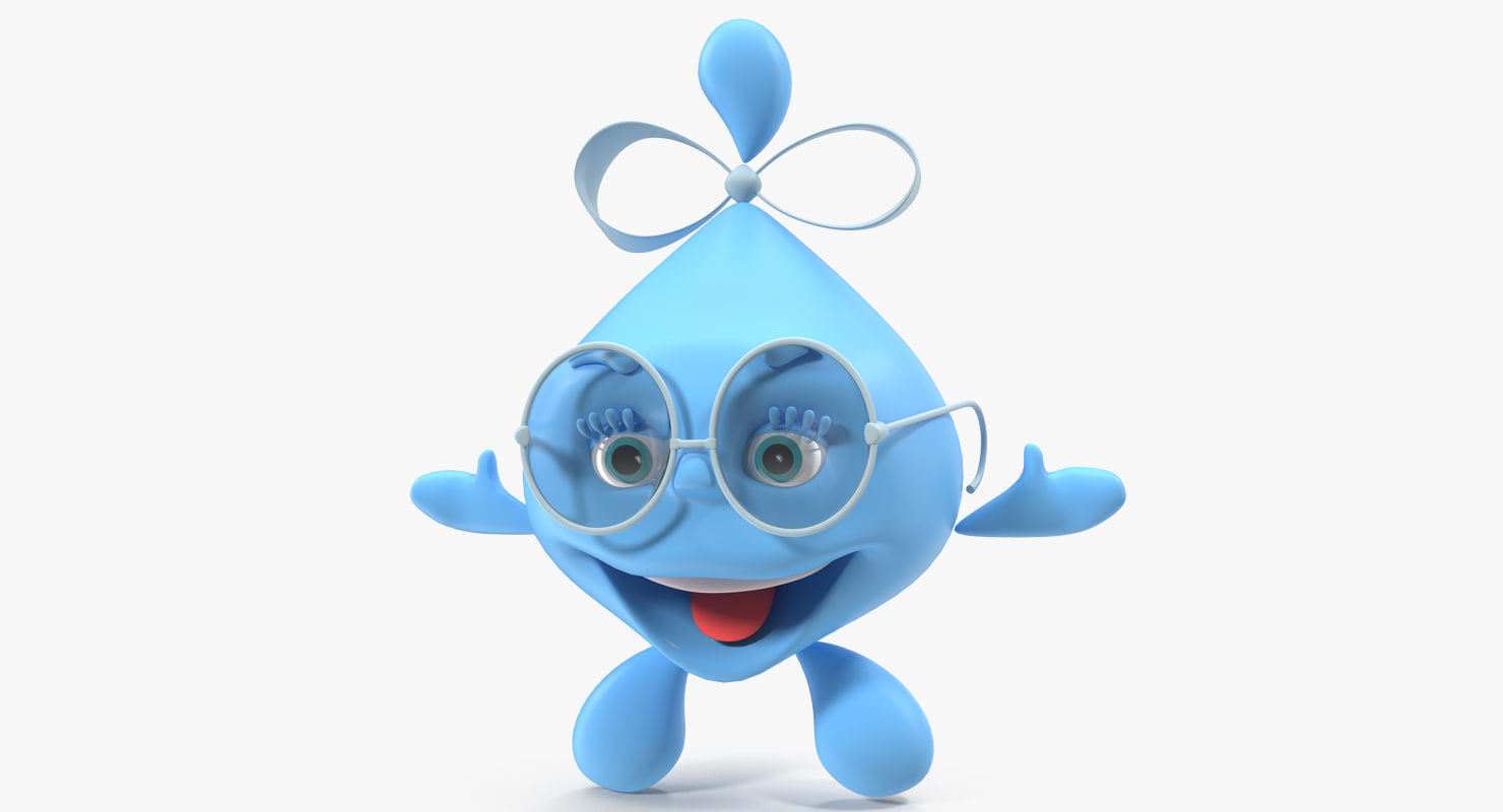 Water droplet cartoon lady character 3D - TurboSquid 1247892