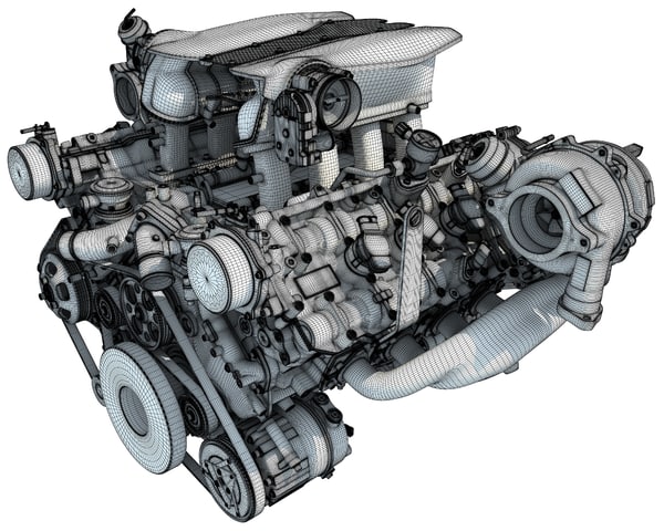 3D model twin turbocharged v8 engine - TurboSquid 1247630