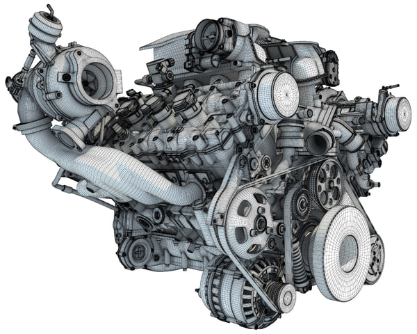 3D model twin turbocharged v8 engine - TurboSquid 1247630