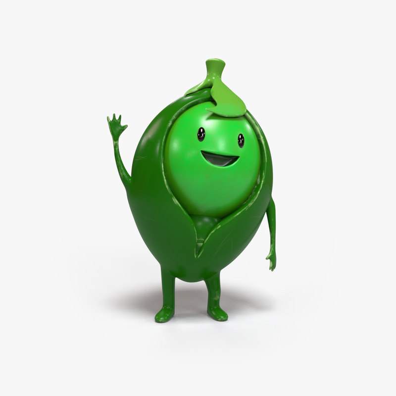 Pea cartoon character 3D model - TurboSquid 1246324