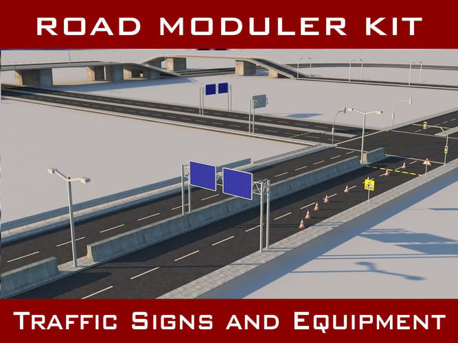 3D road pack modular kit model - TurboSquid 1248860