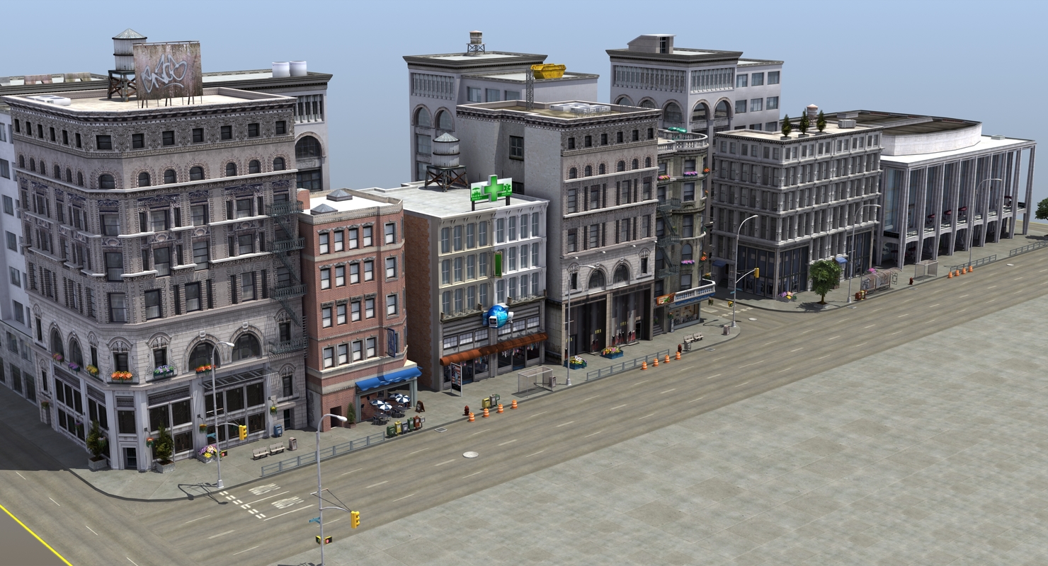 modelo 3d Calle de la ciudad detallada - TurboSquid 1248868