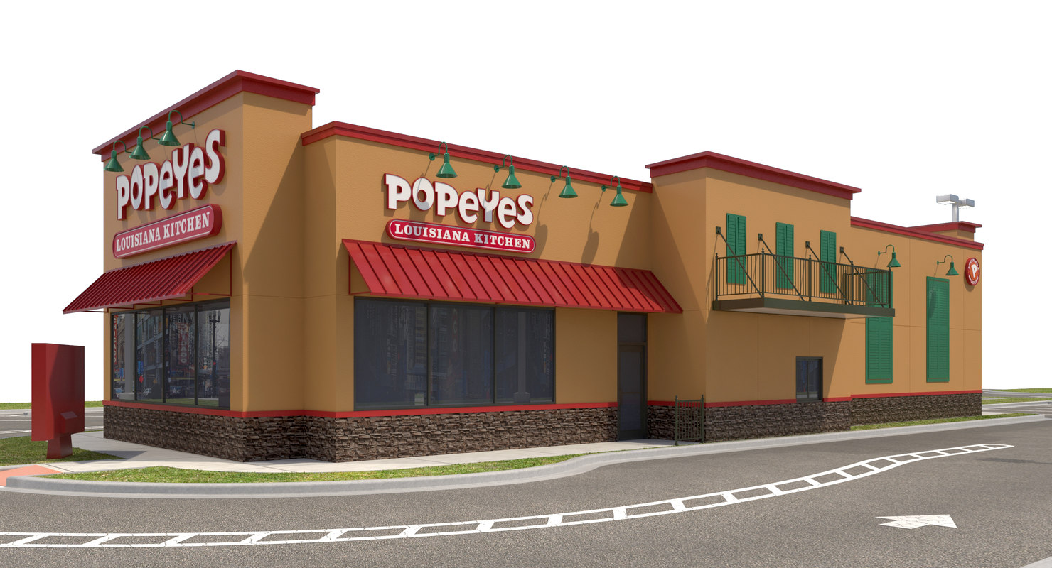 3D exterior restaurant popeyes signage model - TurboSquid 1249014
