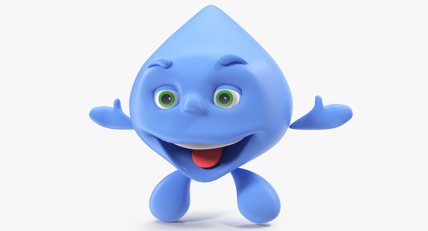 Personagem de desenho animado água gota a sorrir Modelo 3D - TurboSquid ...