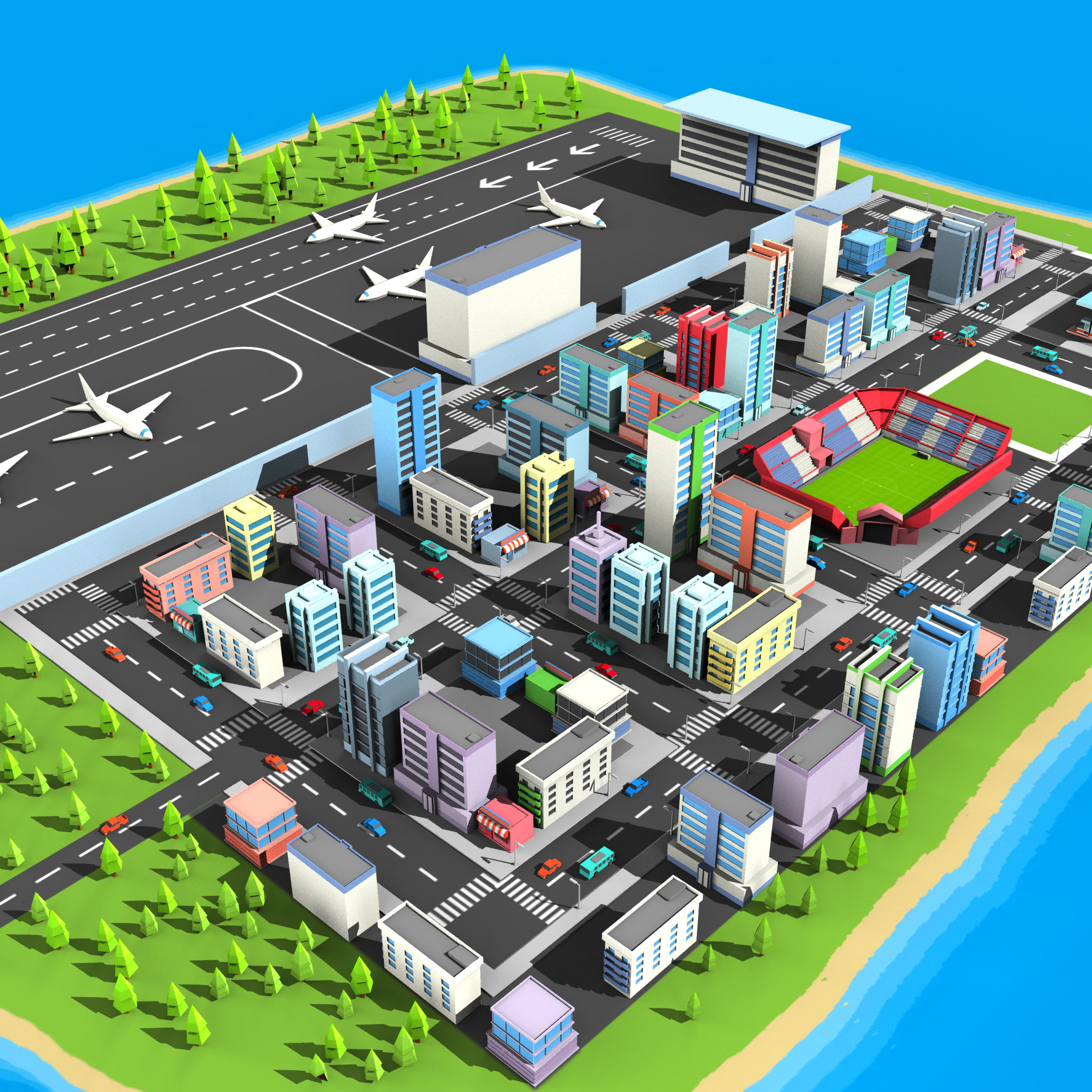 modelo 3d Ciudad lowpoly - TurboSquid 1250046