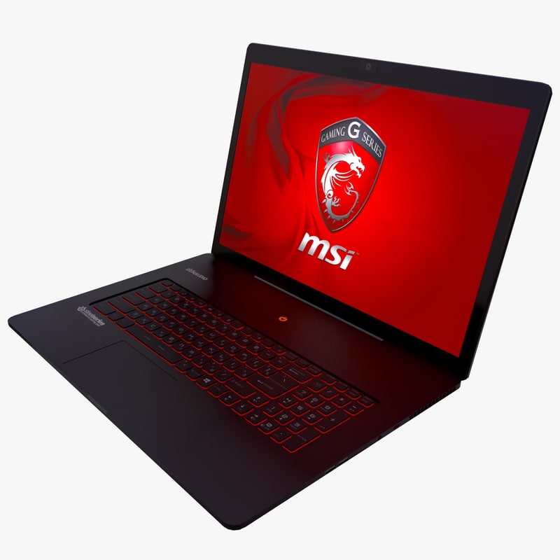 3d model of msi black laptop