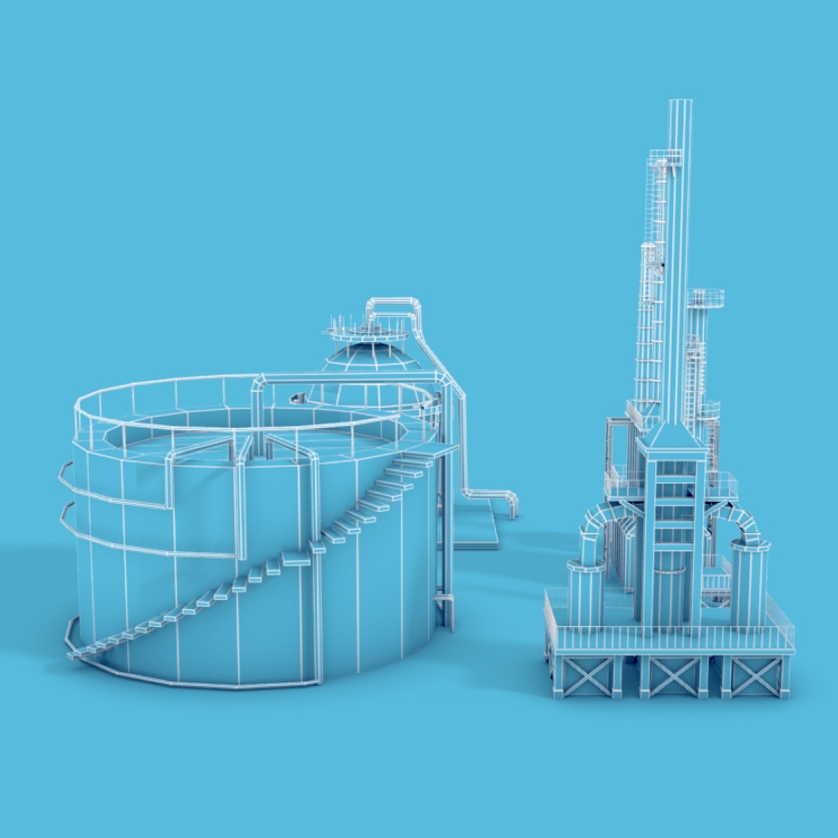 Oil refinery 3D model - TurboSquid 1183539