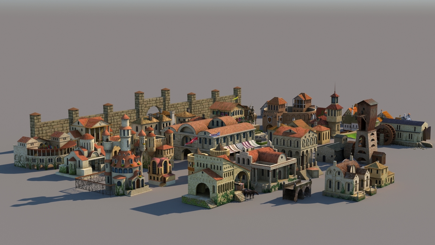 3D fantasy city modular elements model - TurboSquid 1251174
