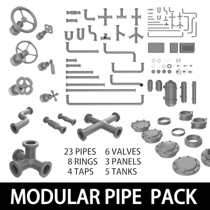 Modular pipe pack 3D model - TurboSquid 1251266