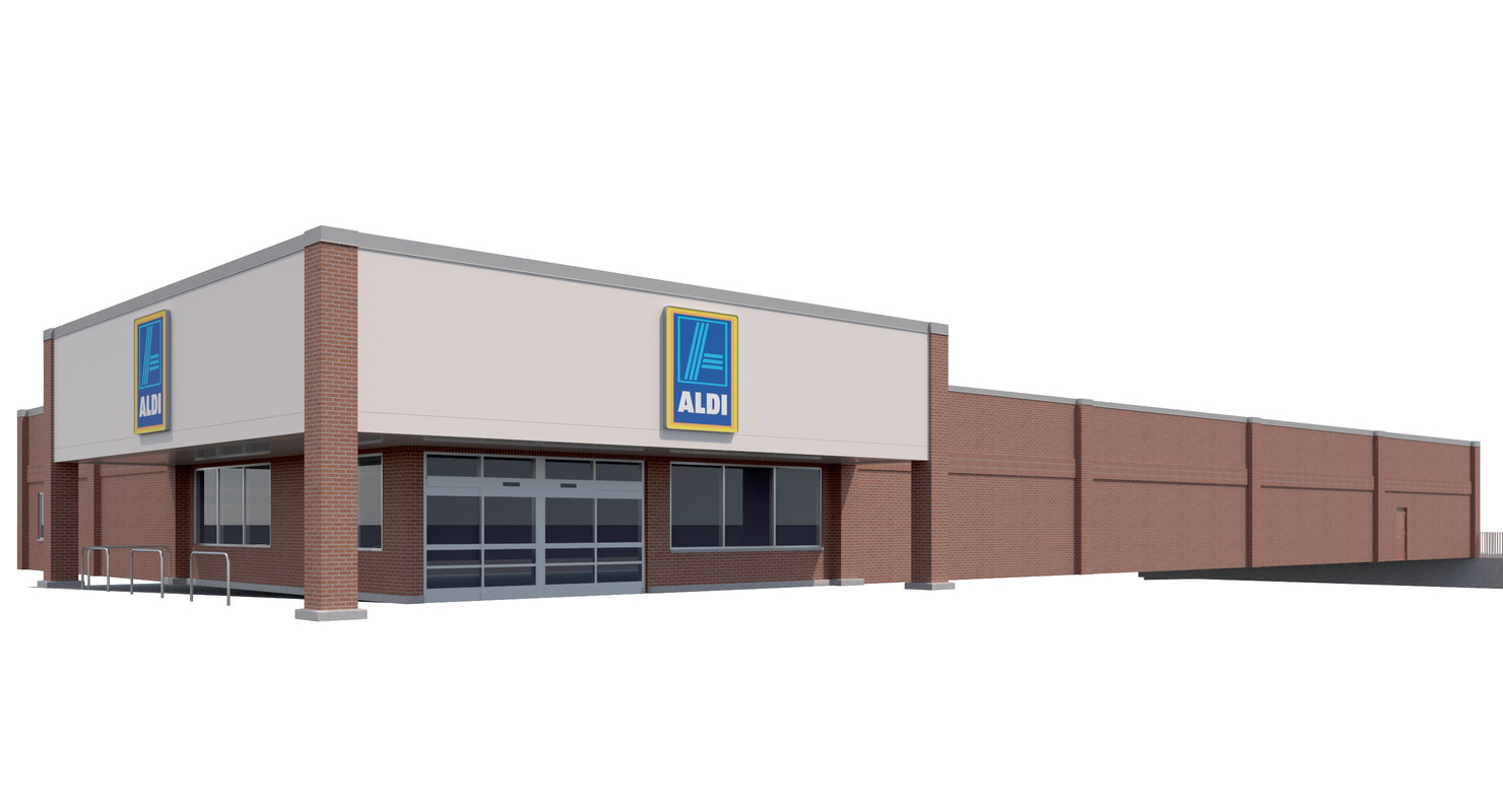 3D exterior retail aldi grocery store - TurboSquid 1251734