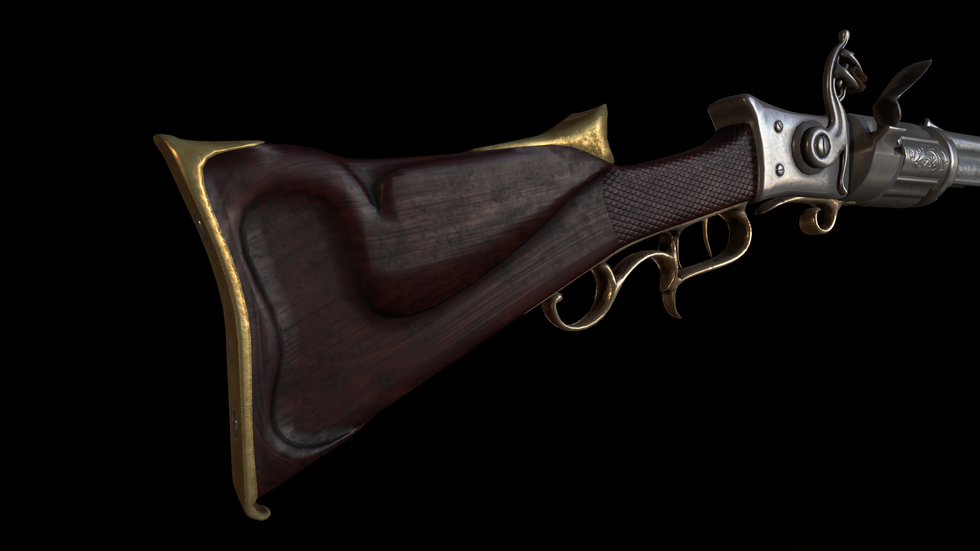 Flintlock revolver rifle 3D model - TurboSquid 1253335