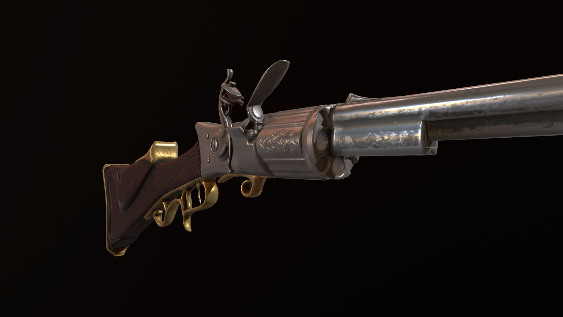 Flintlock revolver rifle 3D model - TurboSquid 1253335
