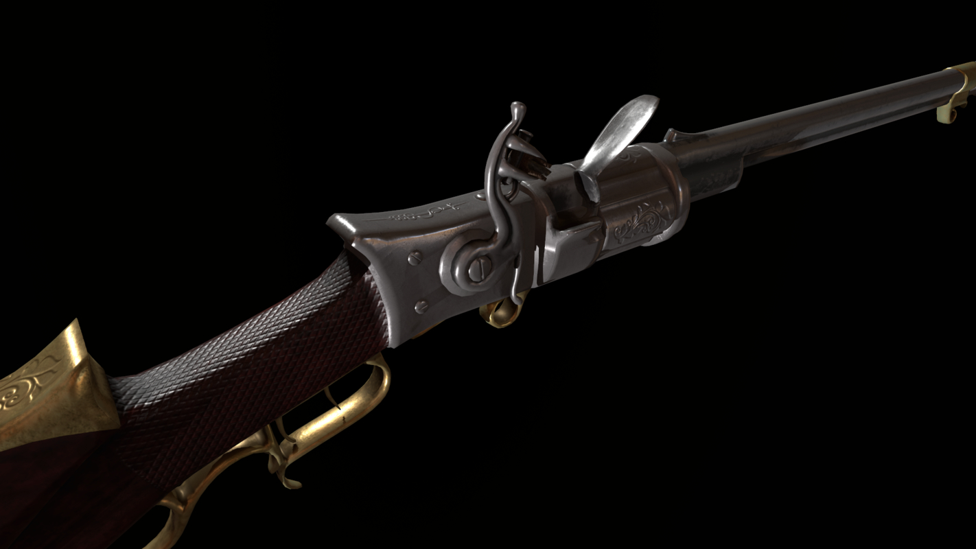 Flintlock revolver rifle 3D model - TurboSquid 1253335