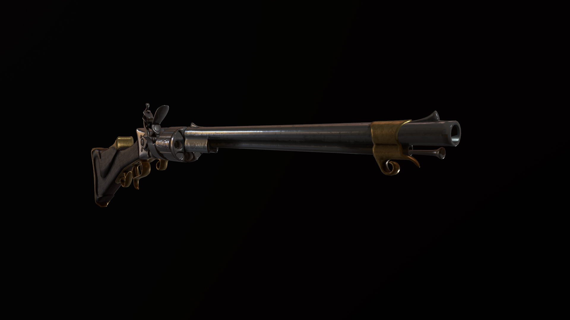 Flintlock revolver rifle 3D model - TurboSquid 1253335