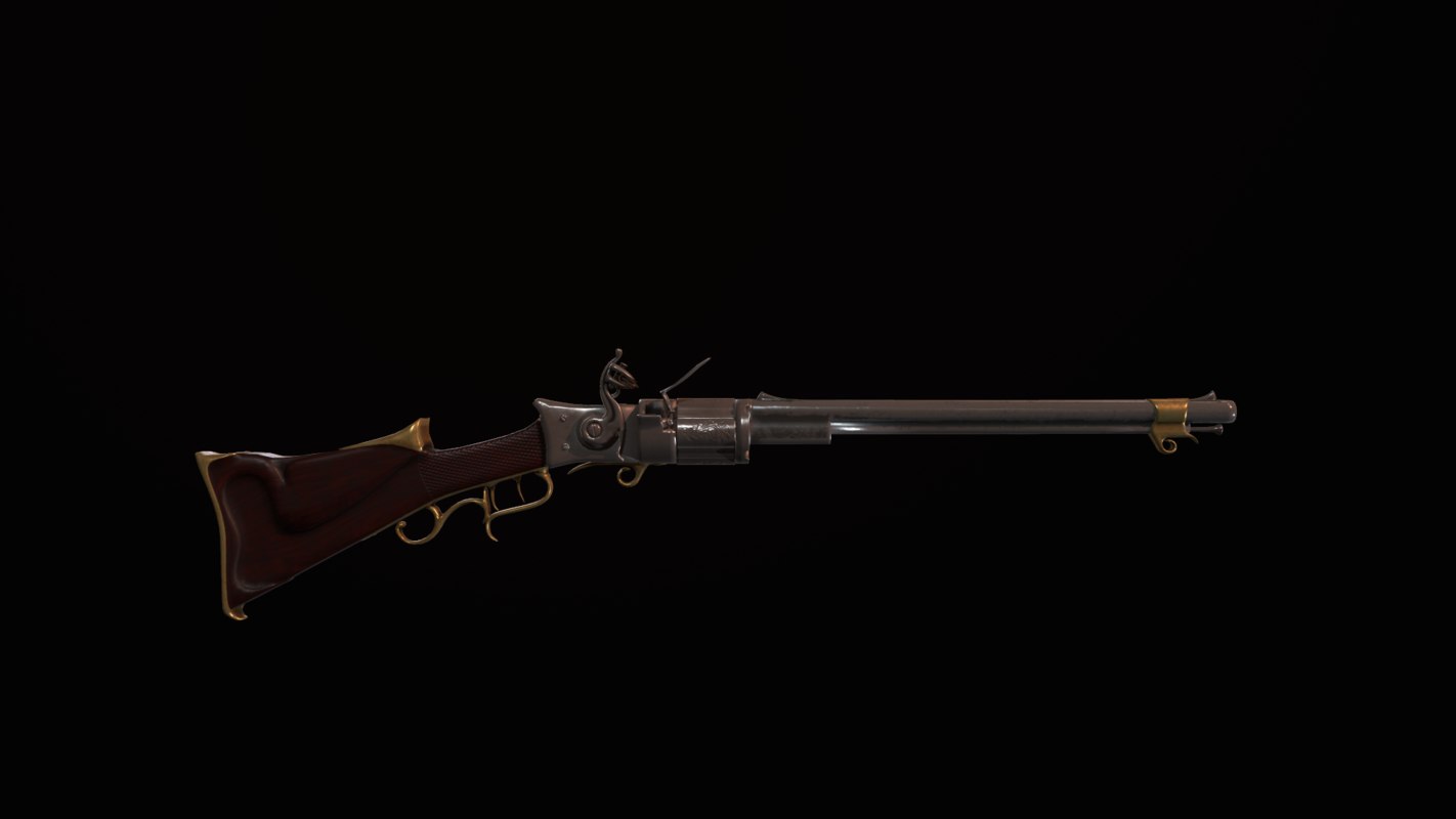 Flintlock revolver rifle 3D model - TurboSquid 1253335