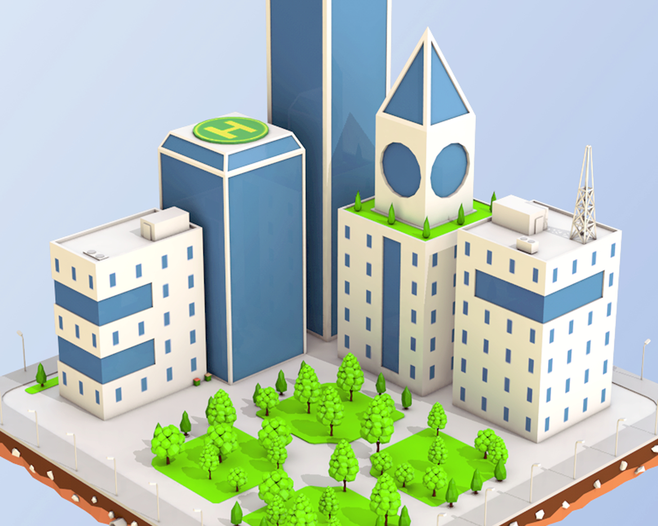 Modello 3D Edifici grattacielo low poly a blocchi di città - TurboSquid ...