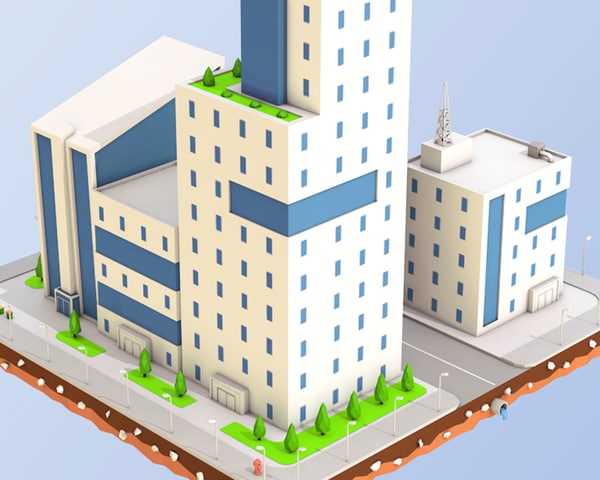 modelo 3d Edificios Low Poly City - TurboSquid 1253959