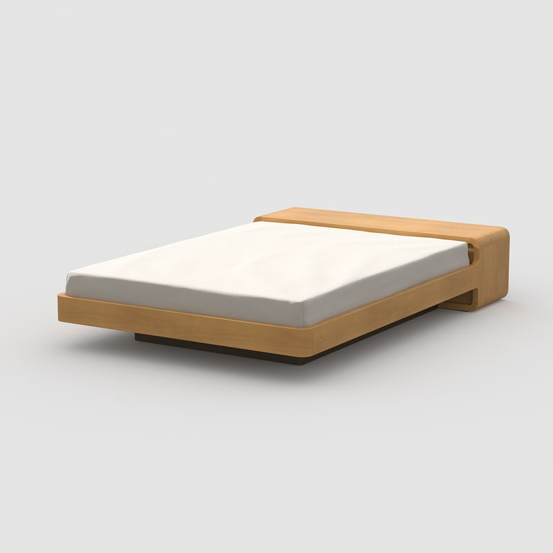 simple bed maple wood 3d model