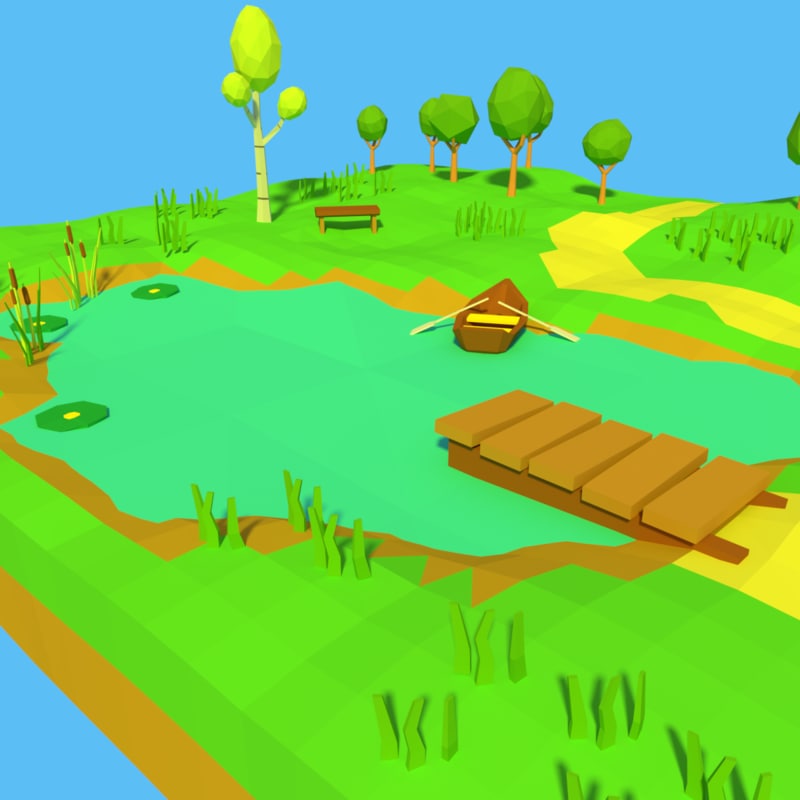 3D model cartoon forest pond - TurboSquid 1254119