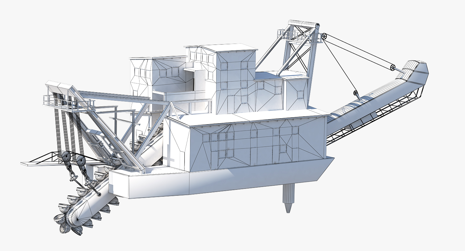 3D gold dredge model - TurboSquid 1255183