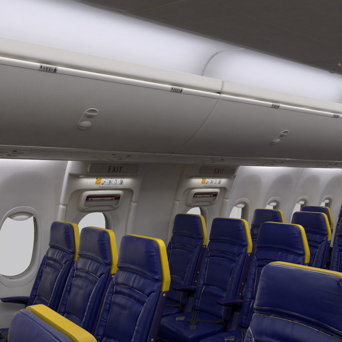 Ryanair economy interior section 3D - TurboSquid 1256065
