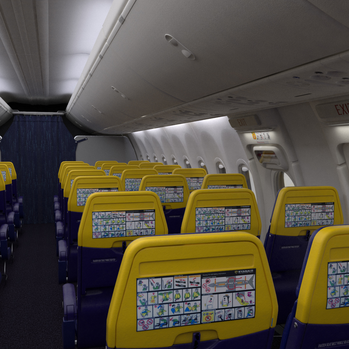 Ryanair economy interior section 3D - TurboSquid 1256065