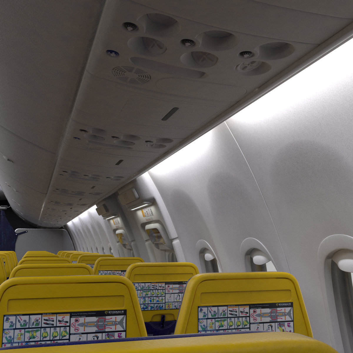 Ryanair economy interior section 3D - TurboSquid 1256065